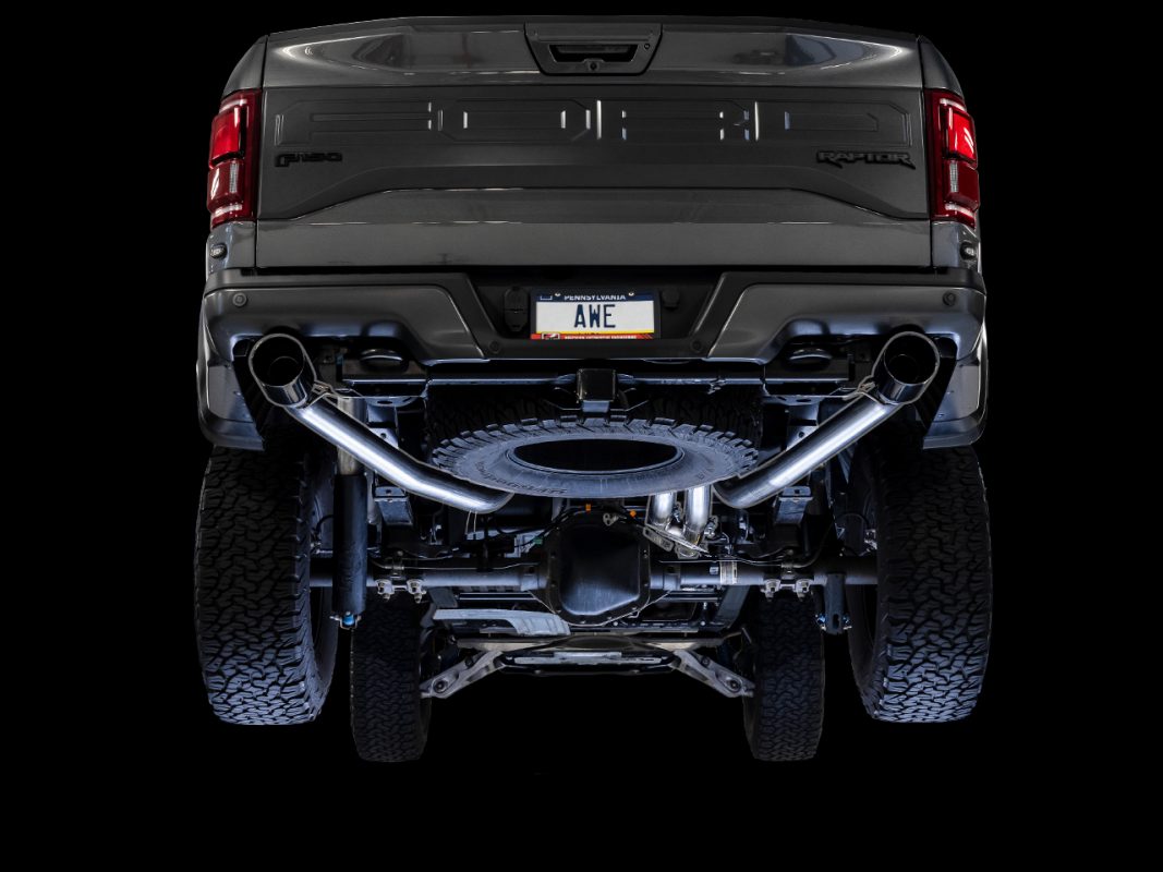 AWE 2017-2020 Ford Raptor 0 FG Cat-Back Exhaust 5" Diamond Black Tips ...