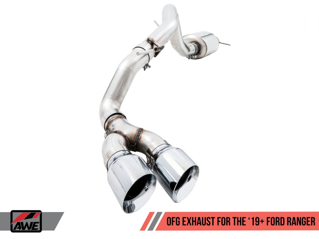 AWE 2019-2023 Ford Ranger 0FG Exhaust with BashGuard - Dual Diamond ...